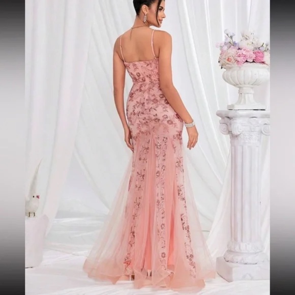 Dresses | Luxe Floral Sequin Mesh Mermaid Hem Party Wedding Prom Dress ...